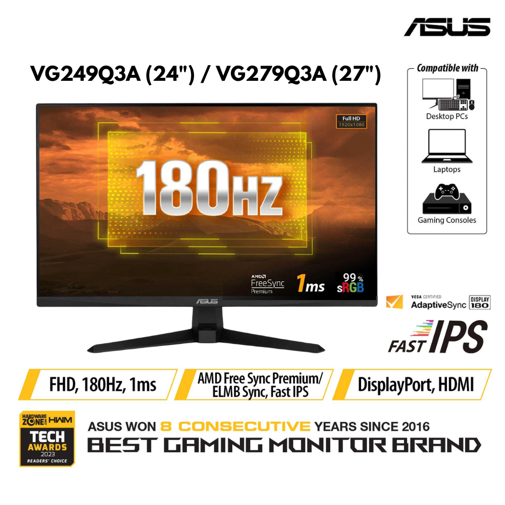 ASUS TUF Gaming VG249Q3A VG279Q3A Gaming Monitor - 24" / 27" Full HD ...