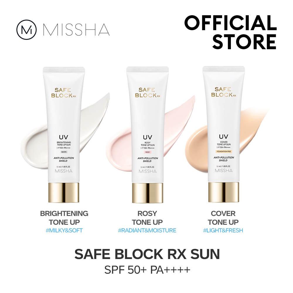 Missha Safe Block RX Sun 50ml SPF50+ PA++++ 3types brightening rosy ...