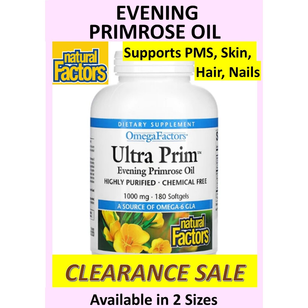 Natural Factors Evening Primrose Oil 1000mg, OmegaFactors Ultra Prim ...