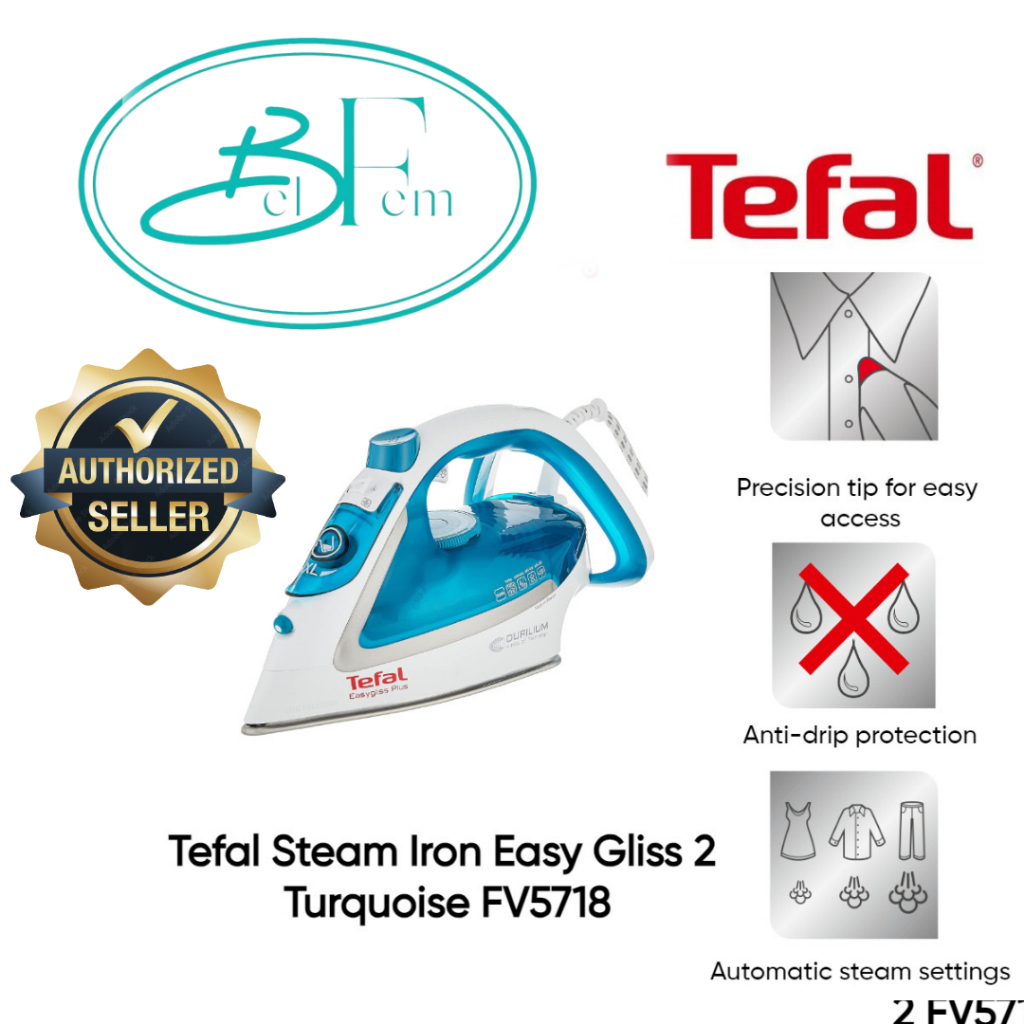 Tefal FV5718 Steam Iron Easy Gliss 2 Turquoise - 2 YEARS WARRANTY ...