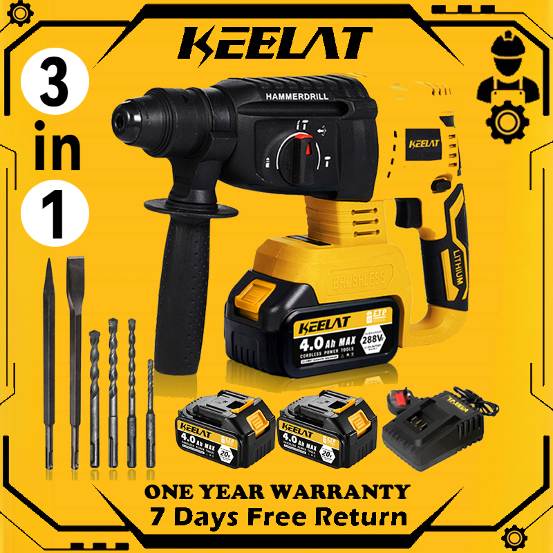 KEELAT KWHD001 Rotary Hammer Drill Driver 800W Impact Drill Cordless ...