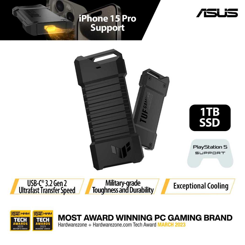 ASUS TUF Gaming AS1000 USB-C 3.2 Gen 2x1 Portable M.2 NVMe® PCIe 1TB ...