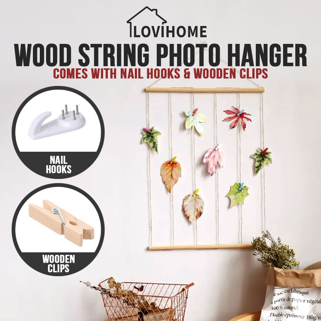 SG Wood & String Memo Polaroid Photo Hanger - Wall Decoration Hanging ...