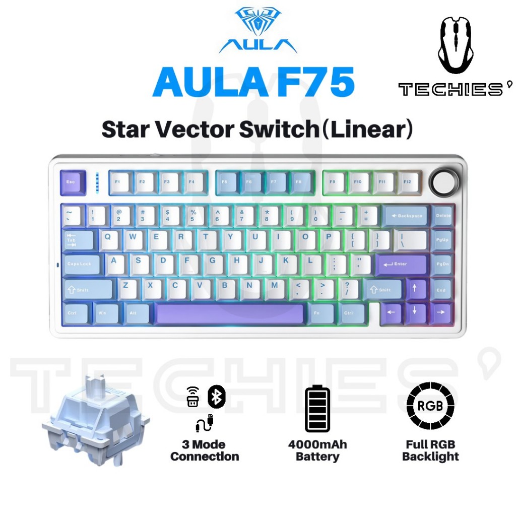 [🇸🇬READY STOCK] AULA F75 Mechanical Keyboard 75% 80Key RGB Tri-Mode ...