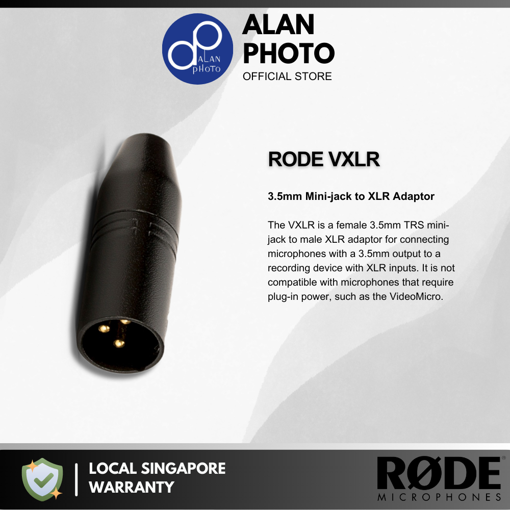 Rode VXLR 3.5mm to XLR Adapter (1/8" TRSF to XLRM Adapter) | Shopee ...