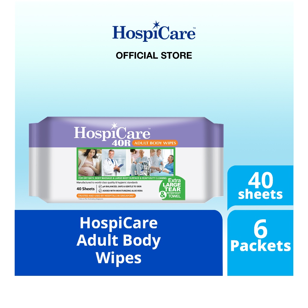 Hospicare Adult Body Wipes 40R Resealable (18 Packets) | Shopee Singapore