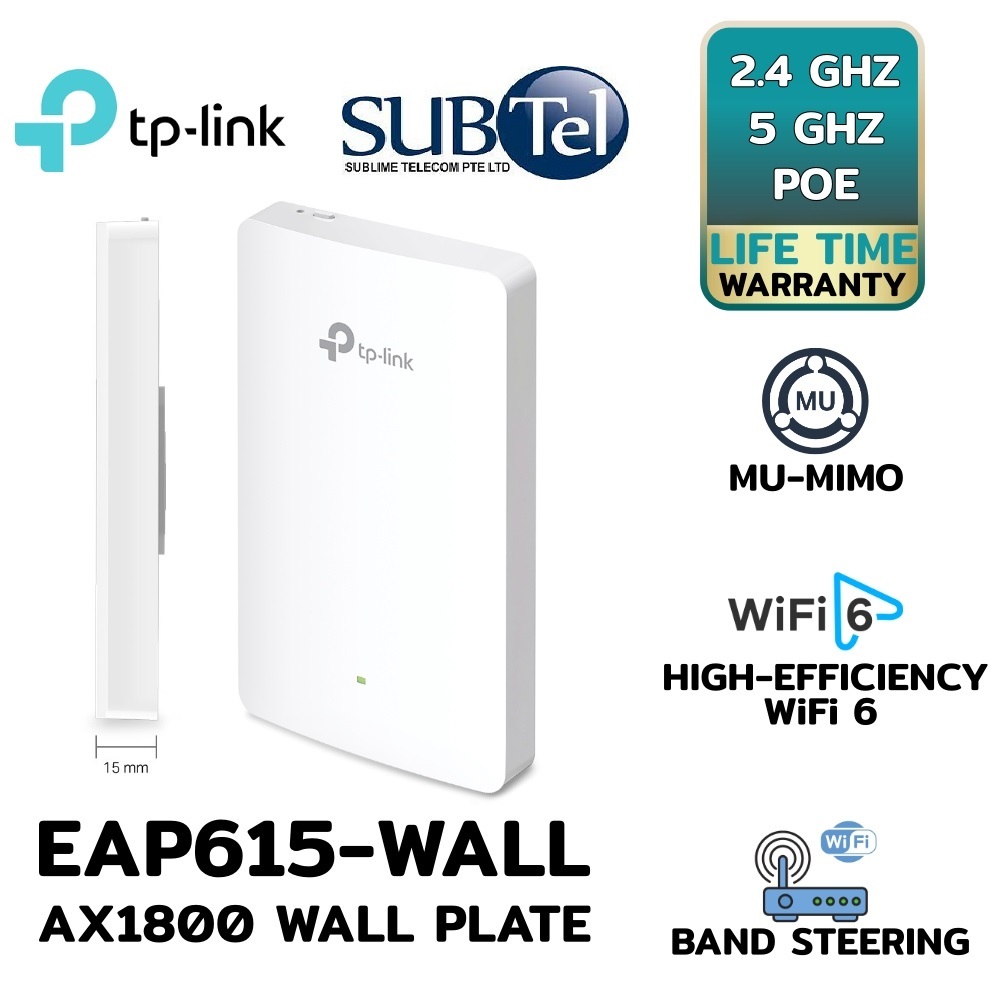 EAP615-WALL TP-LINK AX1800 Omada Wall AP WiFi 6 PoE Access Point with 4 ...