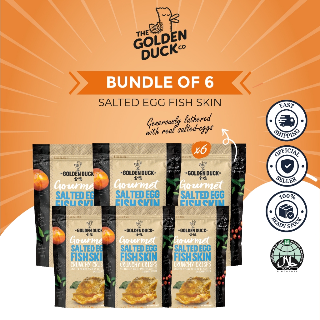 [Bundle of 6] The Golden Duck Salted Egg Fish Skin Crunchy Crisps ...