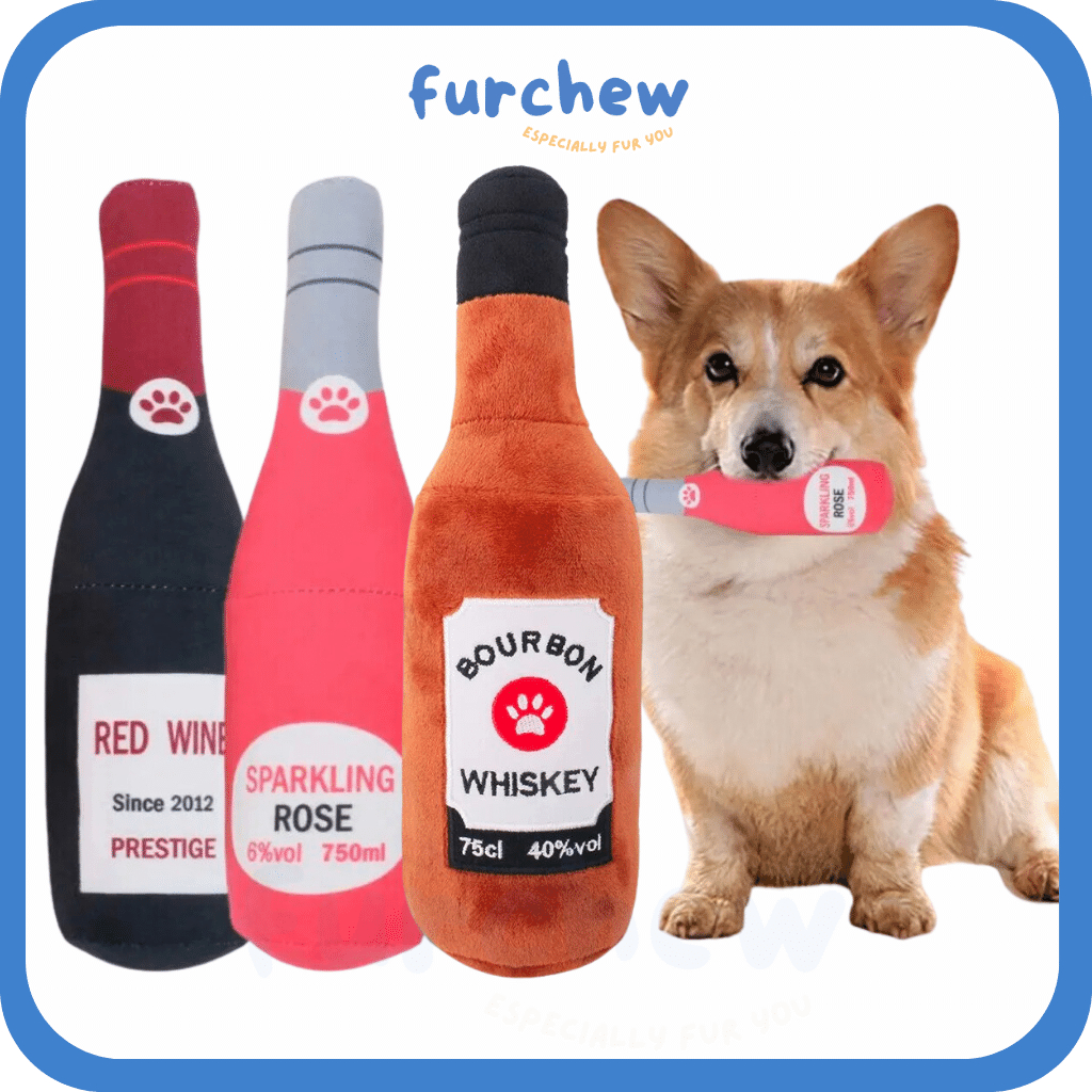 [SG] Pet Whiskey Red Wine Champagne Sparkling Wine Beer Plush Squeaker ...