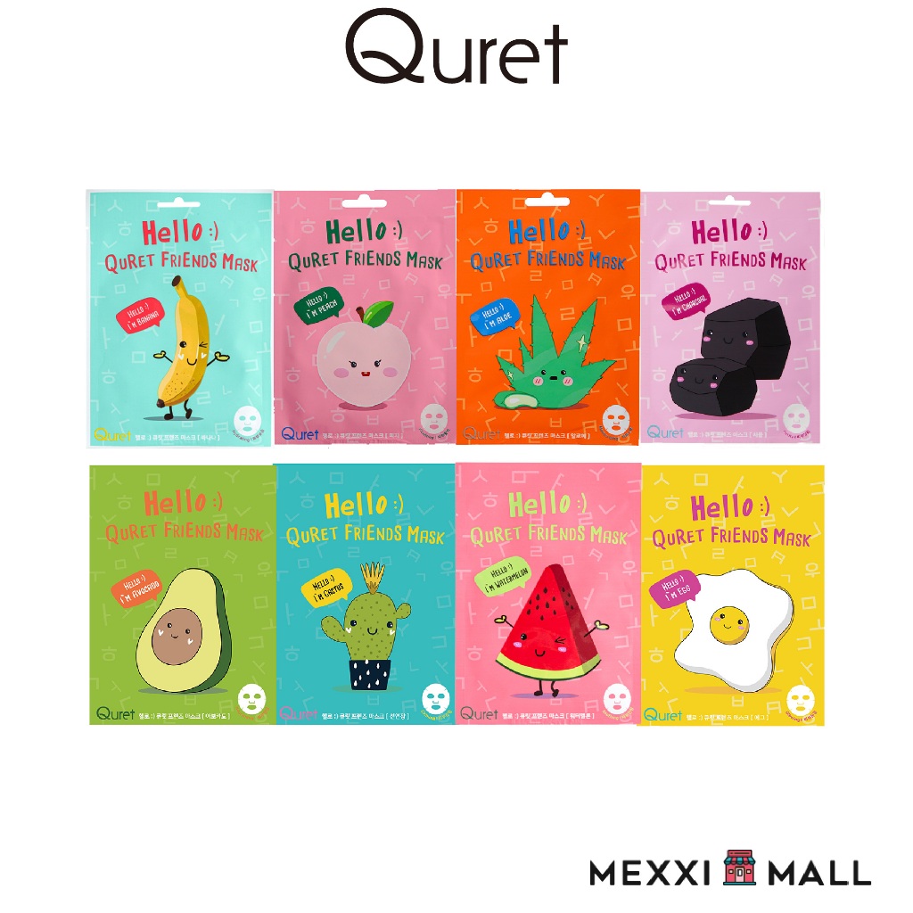 [Quret] Hello :) Friends Masks (8 Types) 25g x 10 sheet | Shopee Singapore