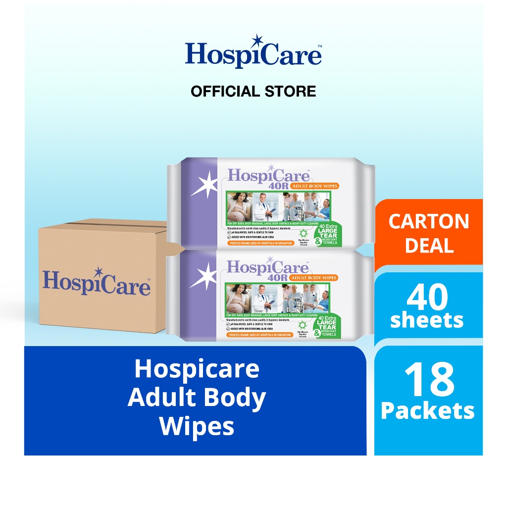 Hospicare Adult Body Wipes 40R Resealable (18 Packets) | Shopee Singapore