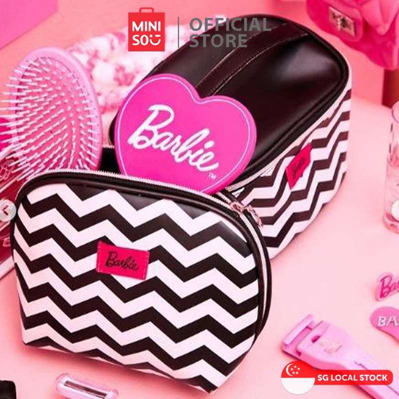 MINISO Barbie Collection Barrel Cosmetic/Translucent Bag(Rose Red,Black ...