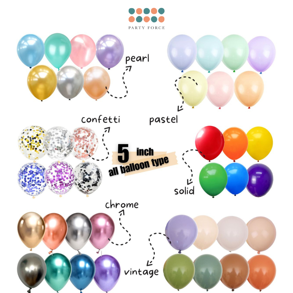 5 inch latex balloon metallic confetti solid pearl pastel chrome ...