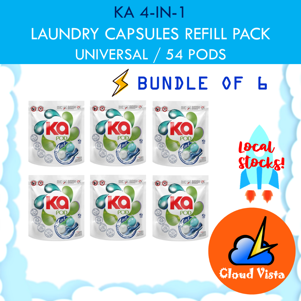 [Bundle of 6] Ka 4in1 Antibacterial Laundry Capsule Refill Pack ...