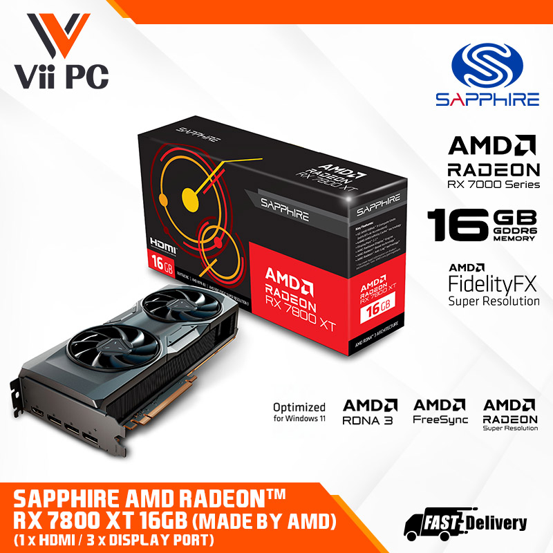 SAPPHIRE AMD Radeon™ RX 7800 XT / 7800XT GAMING OC 16GB DDR6 HDMI ...