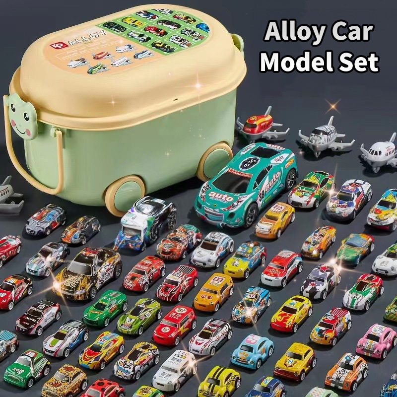 24/40/61pcs Pull Back Car Playsets with Storage Box Mini Die-Cast Alloy ...