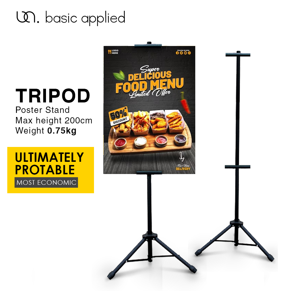 Black Tripod Poster Stand | Double sided poster Display Stand | Light ...