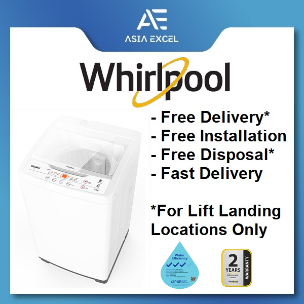WHIRLPOOL WVFC900AJGR 9KG WHITE STAINWASH TOP LOAD WASHING MACHINE ...