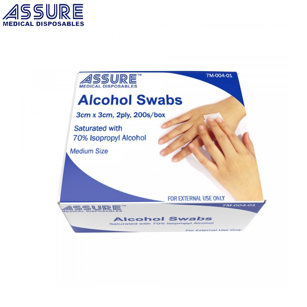 ASSURE Alcohol Swab 2ply 3cm X 3cm, 200 Pcs/Box | Shopee Singapore