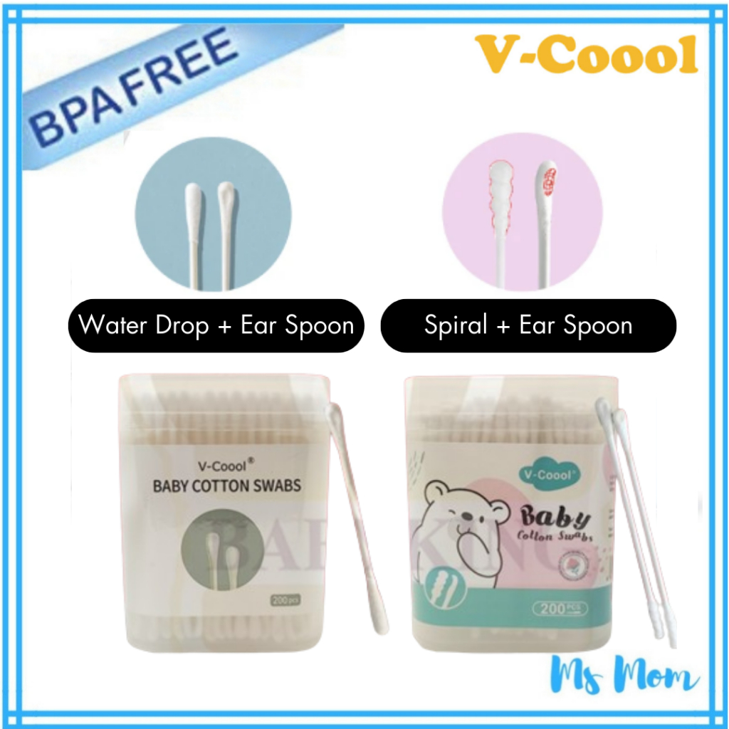 V-Coool Baby Cotton Swabs / Cotton Buds (200pcs) | Shopee Singapore
