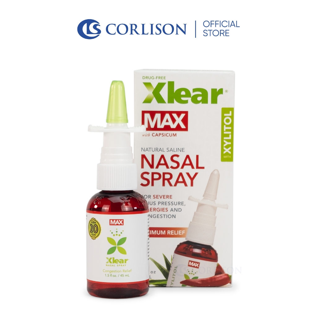 Xlear MAX Natural Saline Nasal Spray with Capsicum and Xylitol 45ml (1. ...
