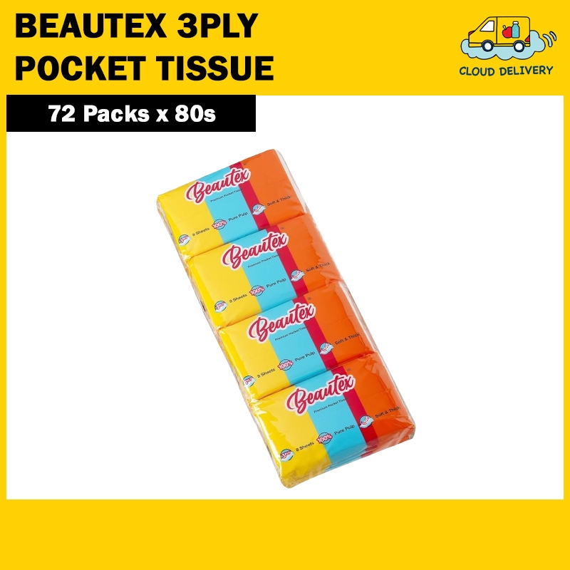 Beautex 3 Ply Pocket Tissue - 72 Packs x 8s | Shopee Singapore