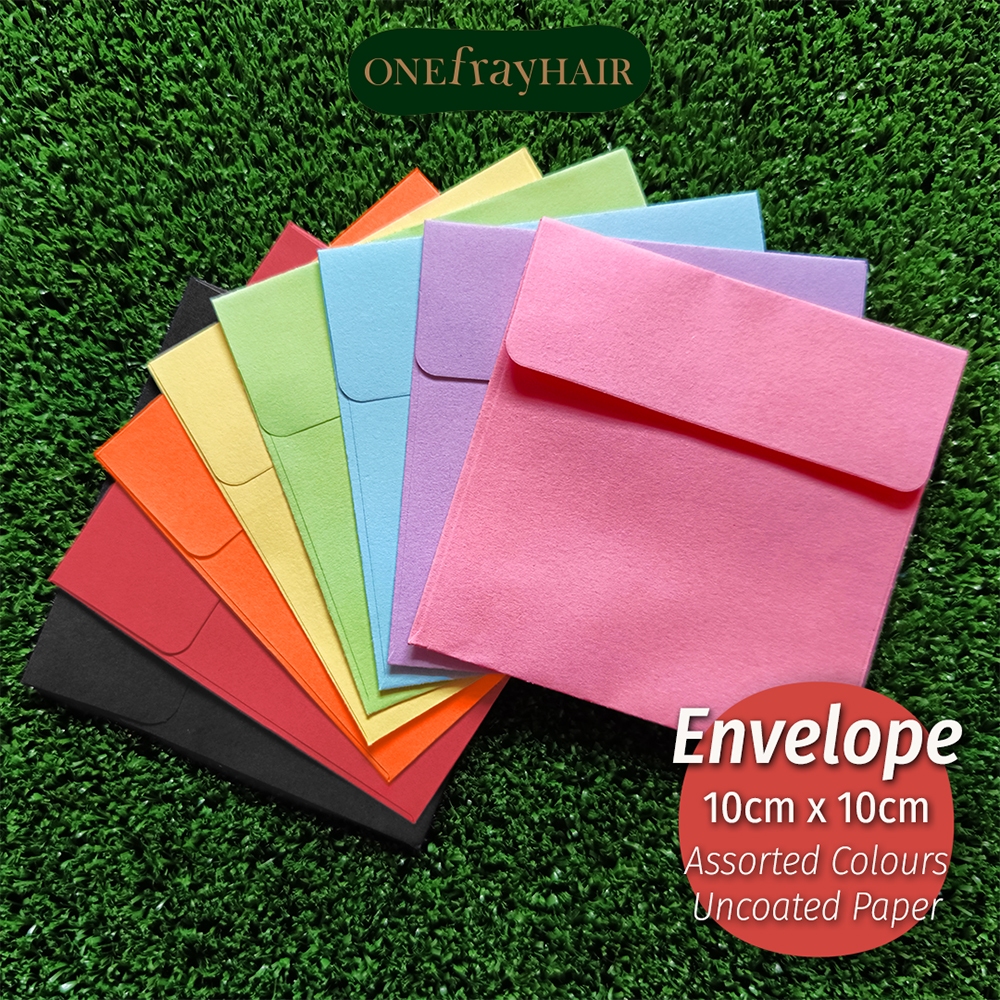 🇸🇬 One Fray Hair Mini Square Envelope,10cm x 10cm, Coloured, Uncoated ...