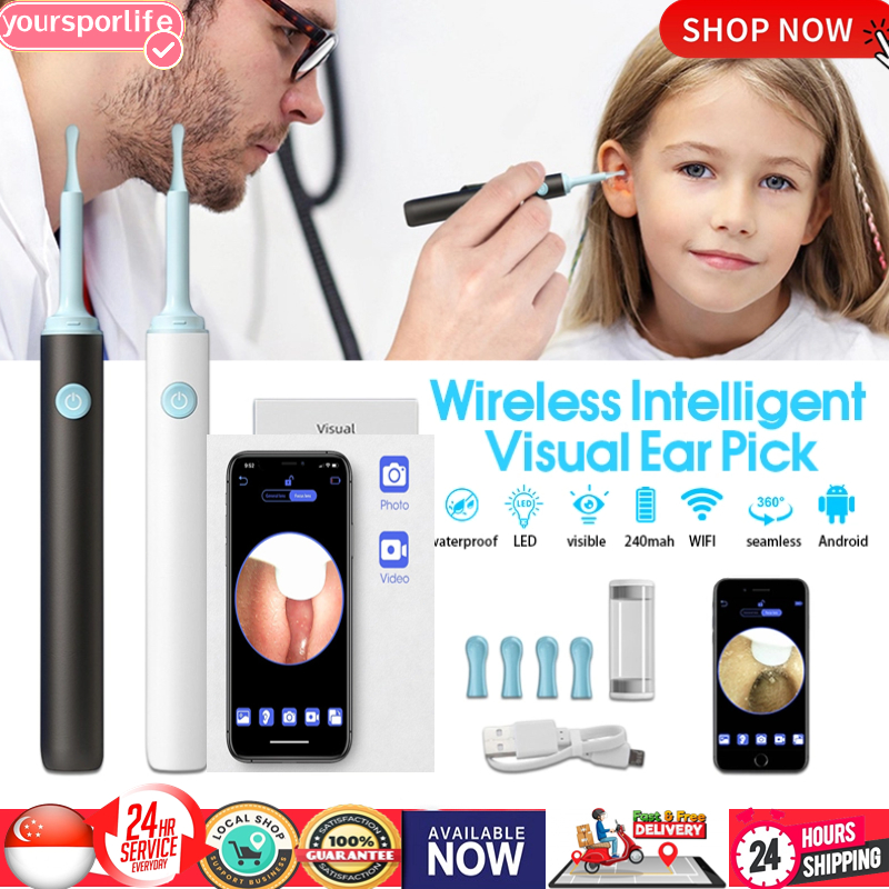 Wireless WiFi Ear Pick Otoscope3-in-1 Earwax Removal Visual Ear Cleaner ...