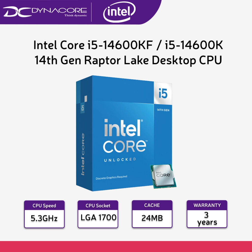 Intel Core i5-14600KF / i5-14600K 14th Gen Raptor Lake Desktop CPU / Processor 14600K 14600KF ...