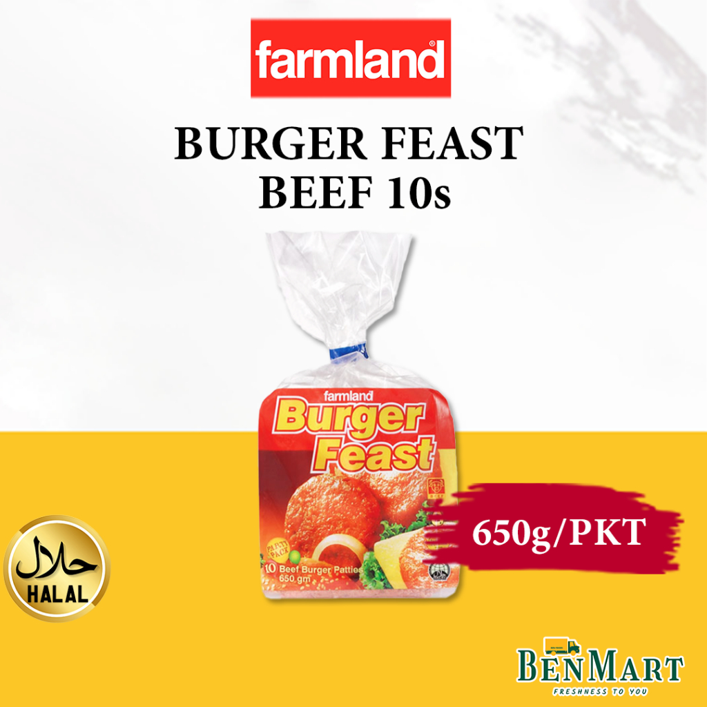 [BenMart Frozen] Farmland Beef Burger Feast Patties 10s 650g - Halal ...