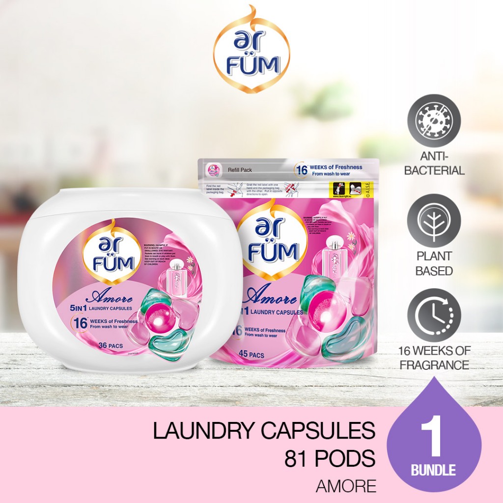 ar FÜM 5in1 Laundry Capsules 36 Pods + Refill Pack 45 Pods | Shopee ...