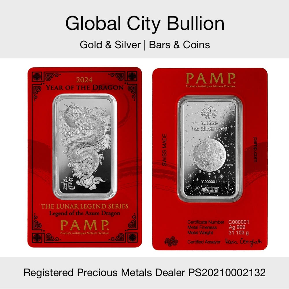 PAMP Silver Bar - 1 oz - Dragon Lunar 2024 | Shopee Singapore