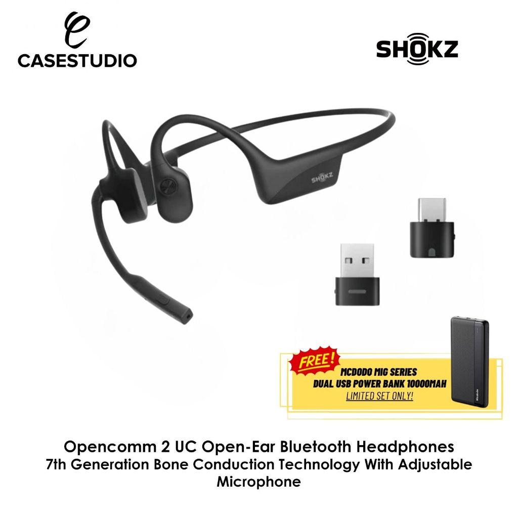 SHOKZ Opencomm 2 UC Open-Ear Bluetooth Headphones, 7th Generation Bone ...