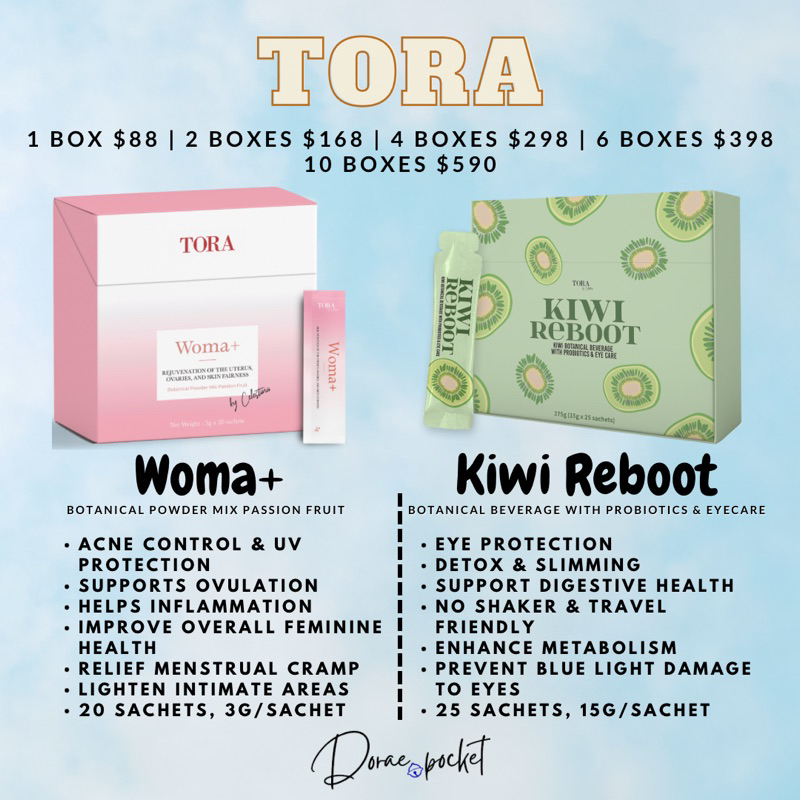 [Ready Stock & Fast Delivery] Tora Woma+ Feminine Care & Kiwi Reboot ...
