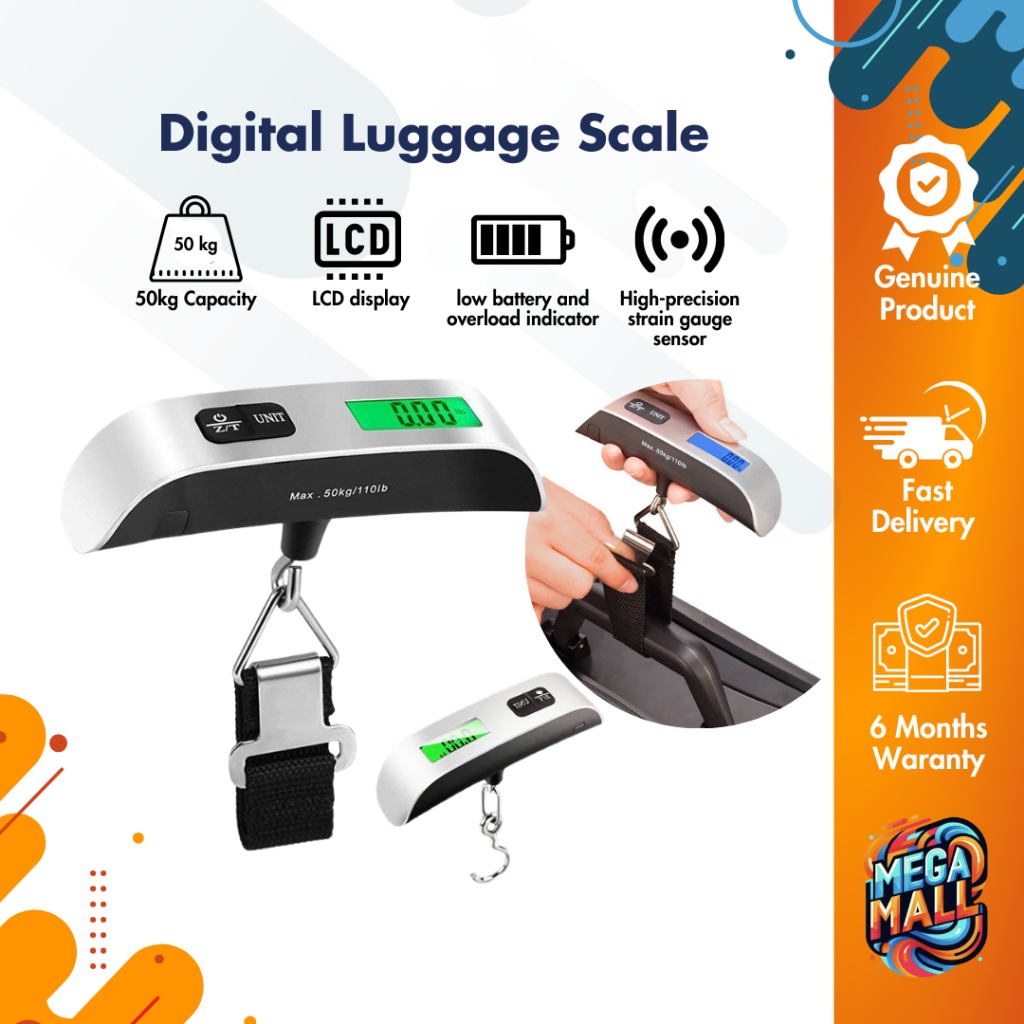Portable Digital Luggage Scale 50kg - LCD Electronic Travel Essential ...