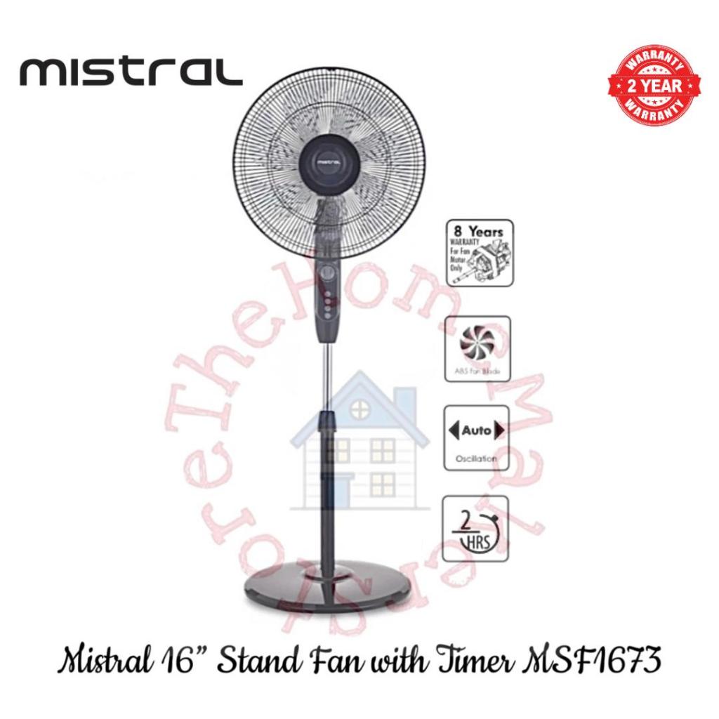 Mistral (7 Bladed Fan Blade) Stand Fan with Timer MSF1673 | MSF 1673 (2 ...