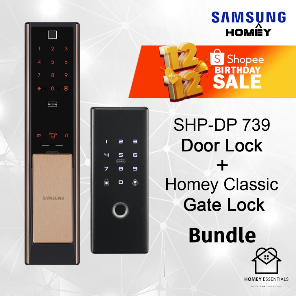 🇸🇬 READY STOCK!🔥SAMSUNG SHP-DP 739 Bundle, Gate Lock, Digital Smart Lock ENHANCED DOUBLE BOLT ...