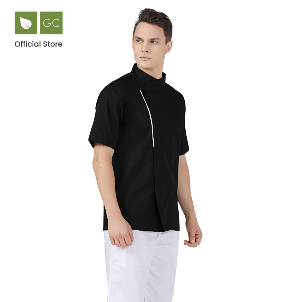 GreenChef Basil Black Chef Jacket, Short Sleeve — Professional Chef ...