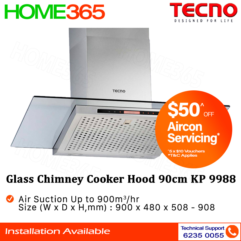 Tecno Glass Chimney Cooker Hood 90cm KP 9988 | Shopee Singapore