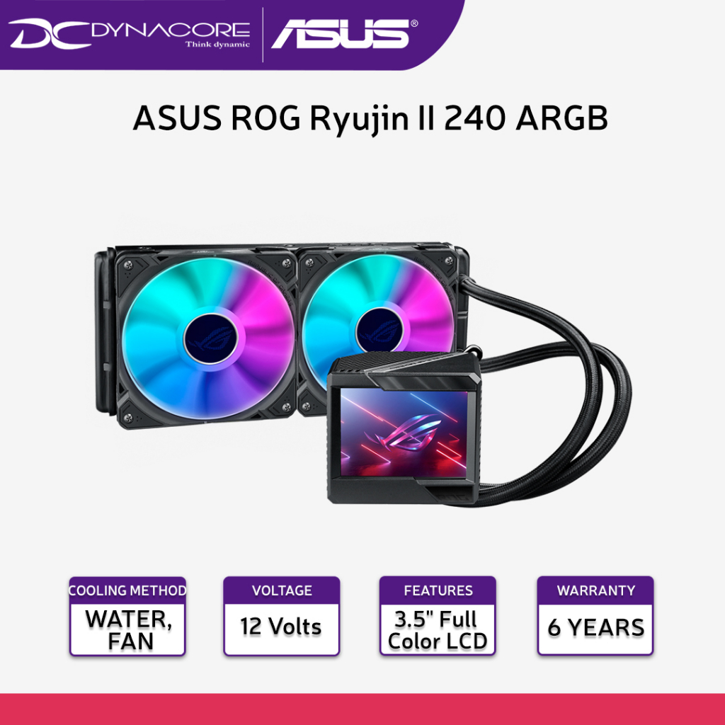 ASUS ROG Ryujin II 240 ARGB all-in-one liquid CPU cooler with 3.5" LCD ...
