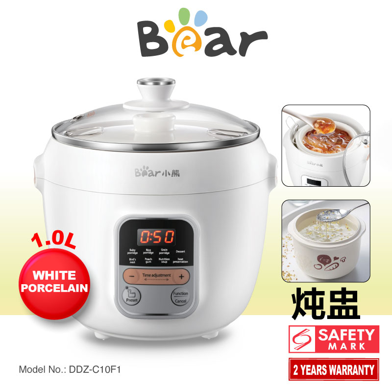 Bear Digital Double Boiler, Slow Cooker 1.0L (DDZ-C10F1) | Shopee Singapore