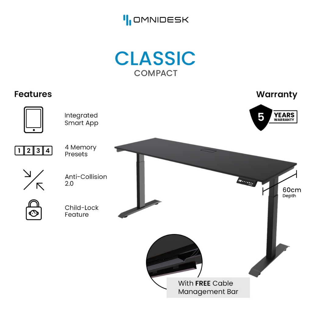 Omnidesk Classic Compact (60cm Width) - The Compact Standing Desk ...