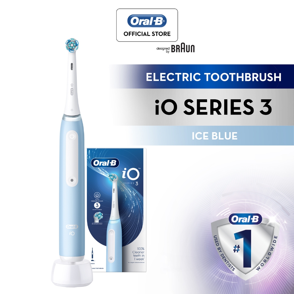 Oral-B iO Series 3 Electric Toothbrush iO3 3-Modes Refill Change Indicator Ultimate Clean Blue ...
