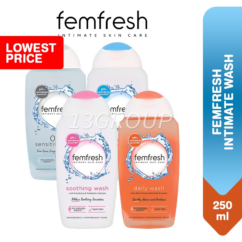 Femfresh Feminine Intimate Wash 0% Sensitive Active Daily Soothing, 250ml [Min] | Shopee Singapore
