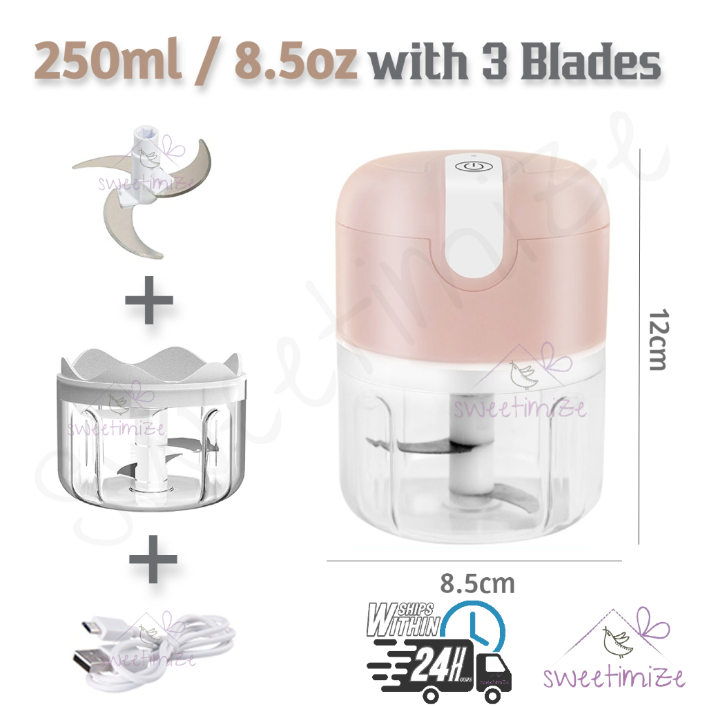 🇸🇬 Kitchen Mini Electric Food Processor/Rechargeable Garlic Blender/USB ...