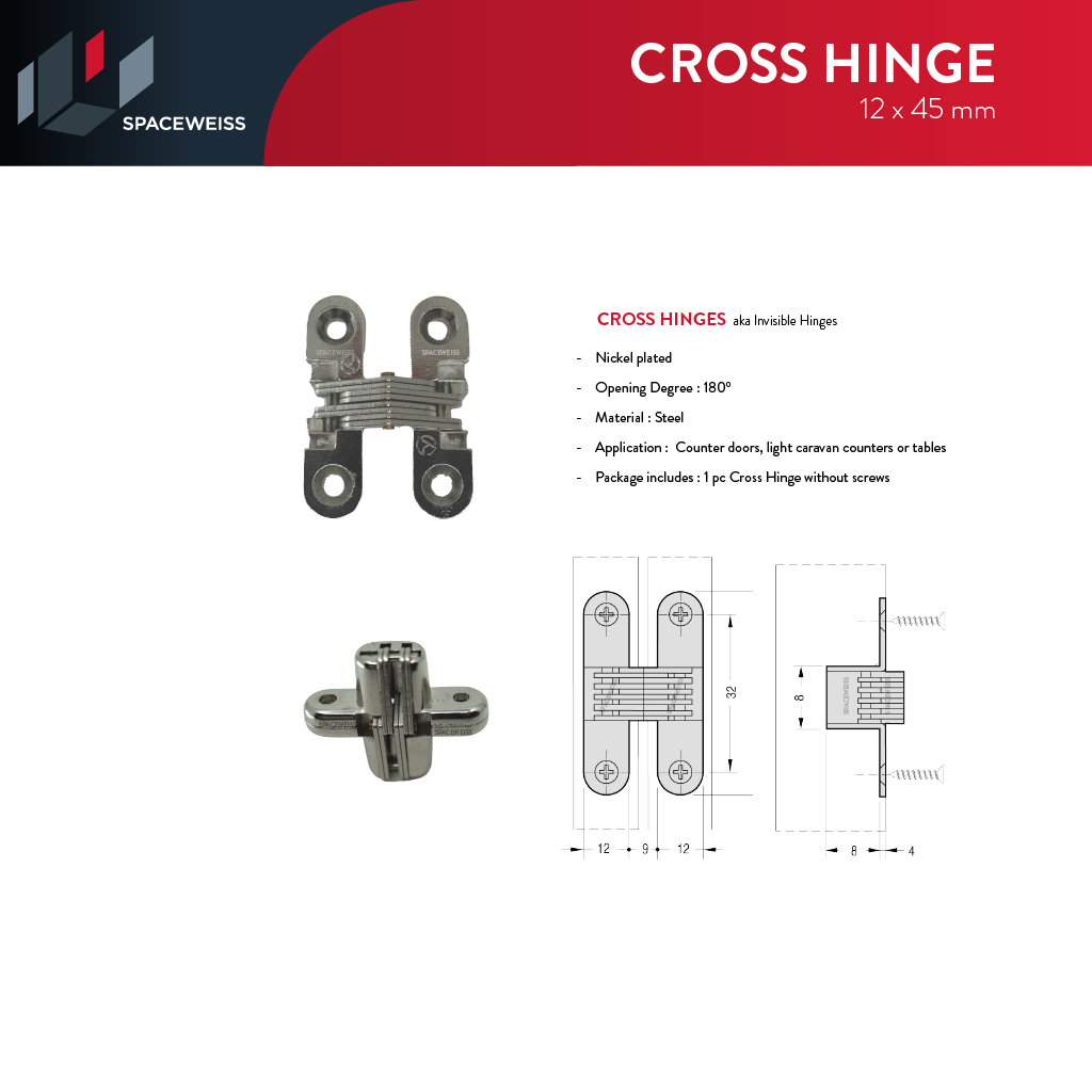 Cross Hinge (Invisible/Hidden/Concealed) | Shopee Singapore