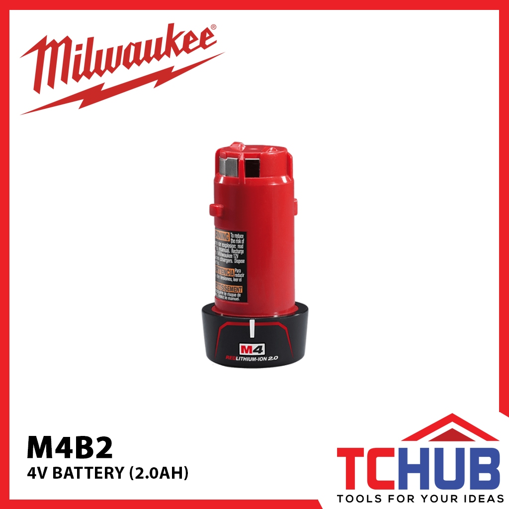 [Milwaukee] M4B2 4V Battery (2.0AH) | Shopee Singapore