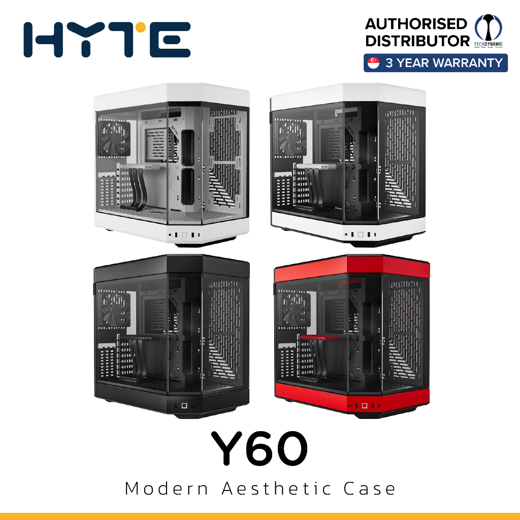 HYTE Y60 Dual Chamber Mid-Tower ATX TG Case, 2 x 120mm /140mm Flow FE12 ...