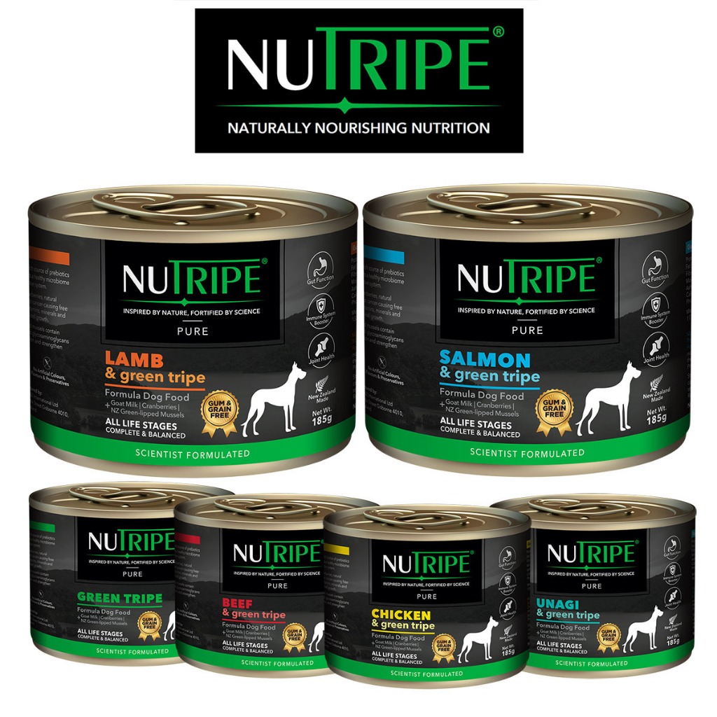 [Bundle of 6] Nutripe Pure with Green Tripe Dog Wet Food 185g | Shopee Singapore