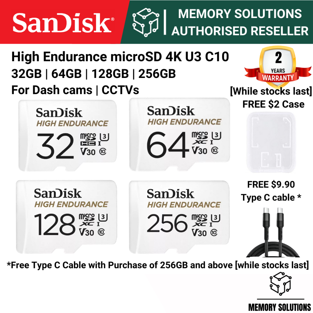 SanDisk High Endurance microSD Card with Adapter (CCTV/Car Dash Cam ...